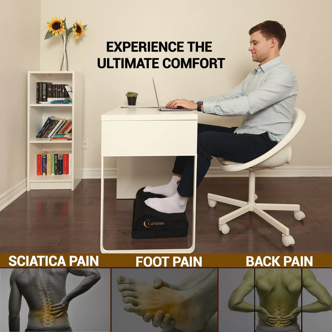 Ergonomic Foot Rest for Under Desk at Work, Footstool for Gaming – CARTIZMA